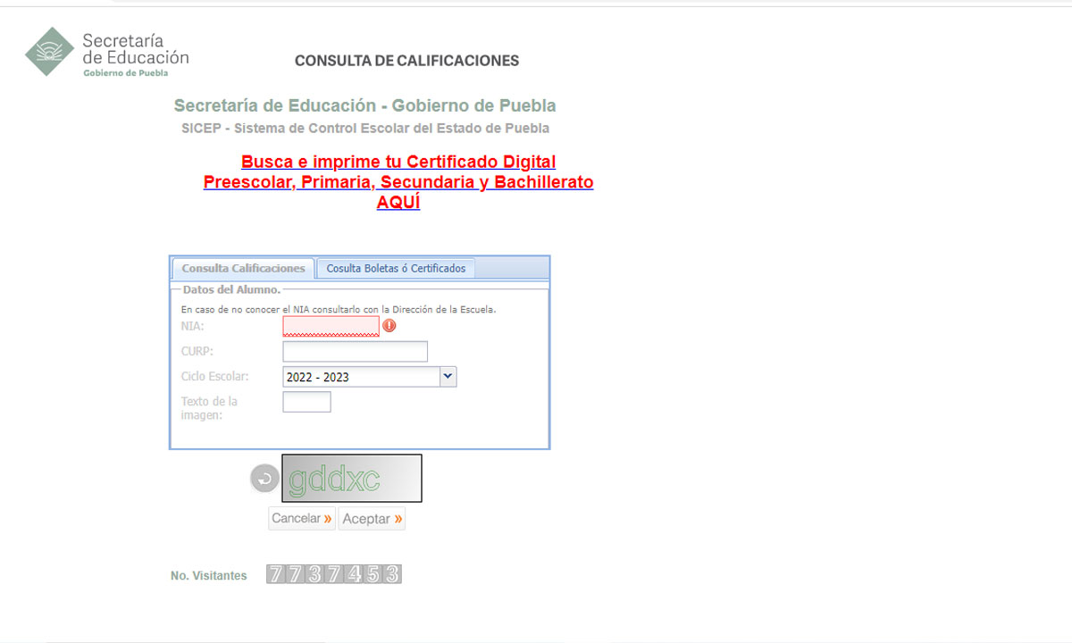 Certificado de primaria Puebla enlineamex